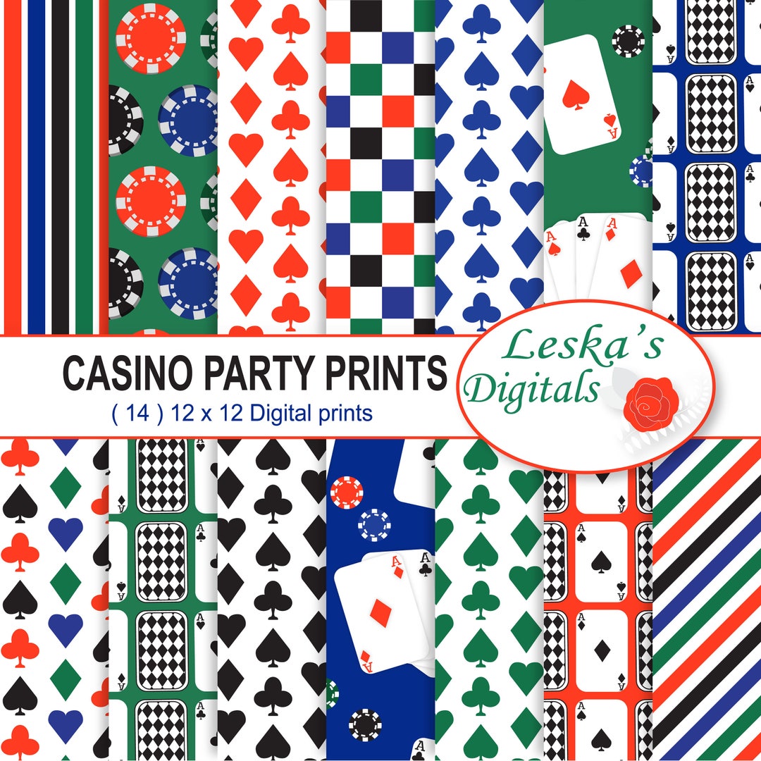 Casino Digital Scrapbook Paper, Poker Party Digital Paper Pack, Poker ...
