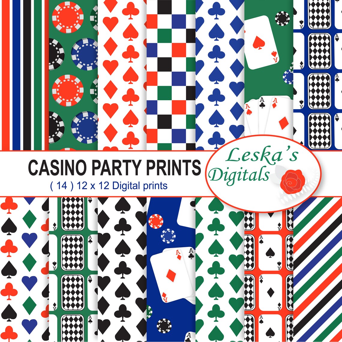 Casino Digital Scrapbook Paper Poker Party Digital Paper - Etsy