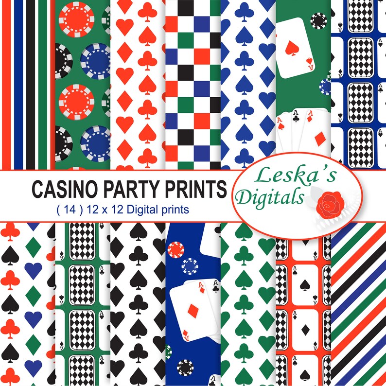 Casino Digital Scrapbook Paper Poker Party Digital Paper | Etsy