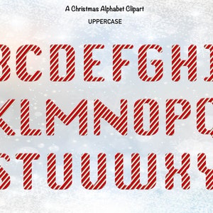 Christmas Alphabet "candy CANE Letters" Peppermint Clip Art, Digital ...