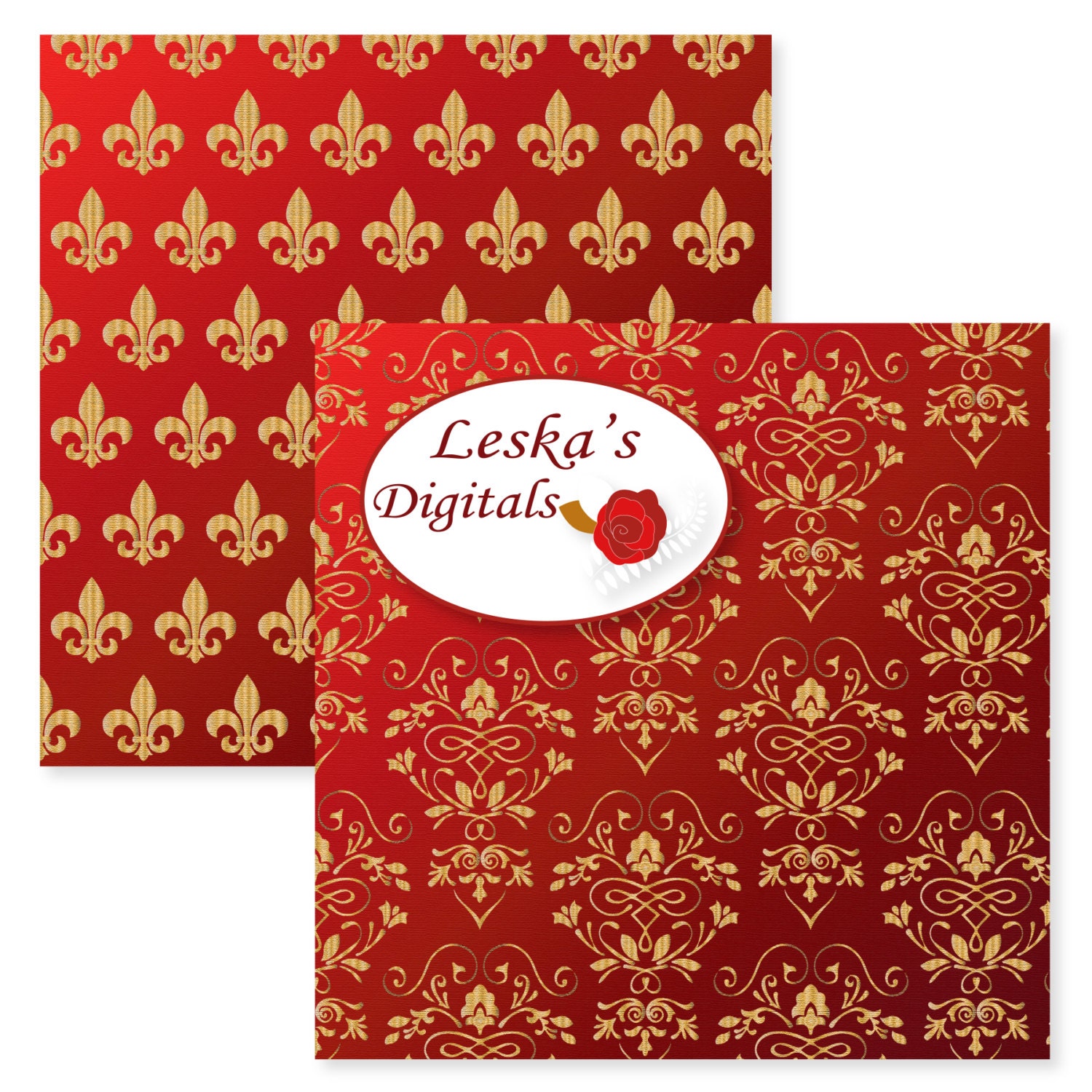 Red Gold Digital Paper Red Gold Textured Backgrounds Royal - Etsy