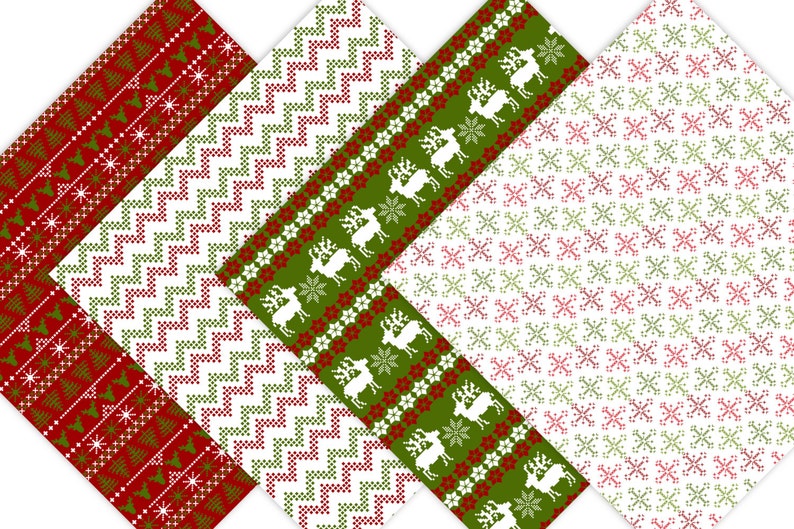 Christmas Scrapbook Paper Red and Green Digital | Etsy