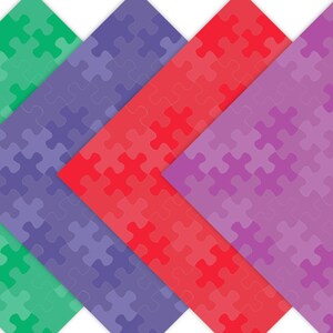 JIGSAW PUZZLE BACKGROUND Digital Paper Pack, Colored Puzzle Digital ...