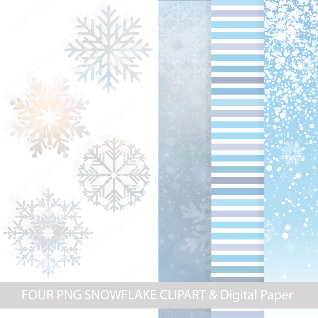 Snowflake Clip Art & Digital Paper Backgrounds, Winter Wonderland ...