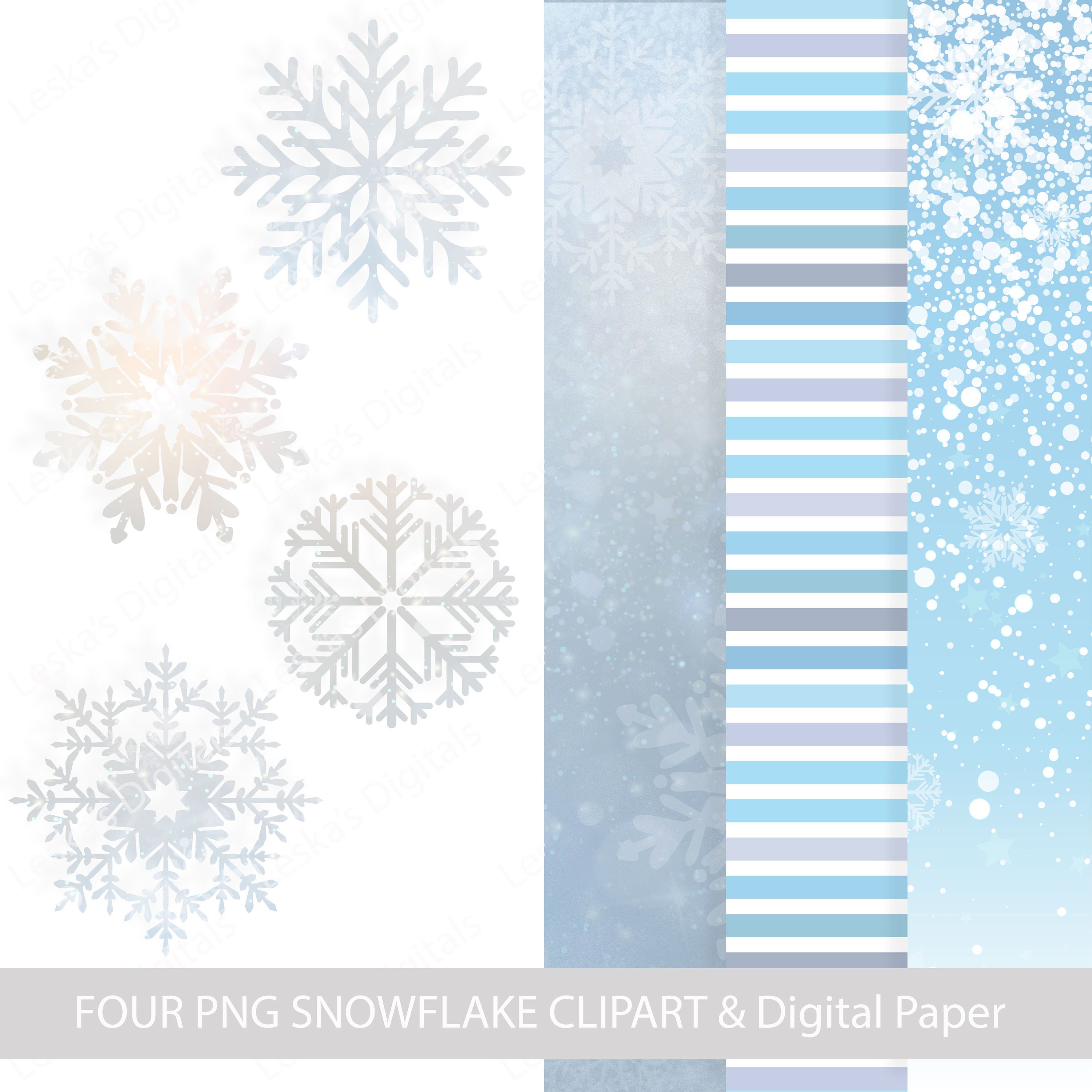 Snowflake Clip Art & Digital Paper Backgrounds, Winter Wonderland ...