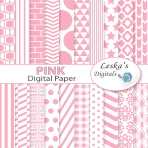 Light Pink Digital Paper - Light Pink Scrapbook Paper - Commercial Use ...