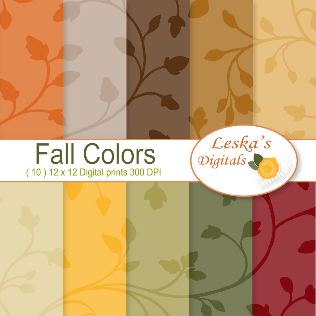 AUTUMN SCRAPBOOK PAPER, Fall Paper, Autumn Digital Paper, Autumn Colors ...