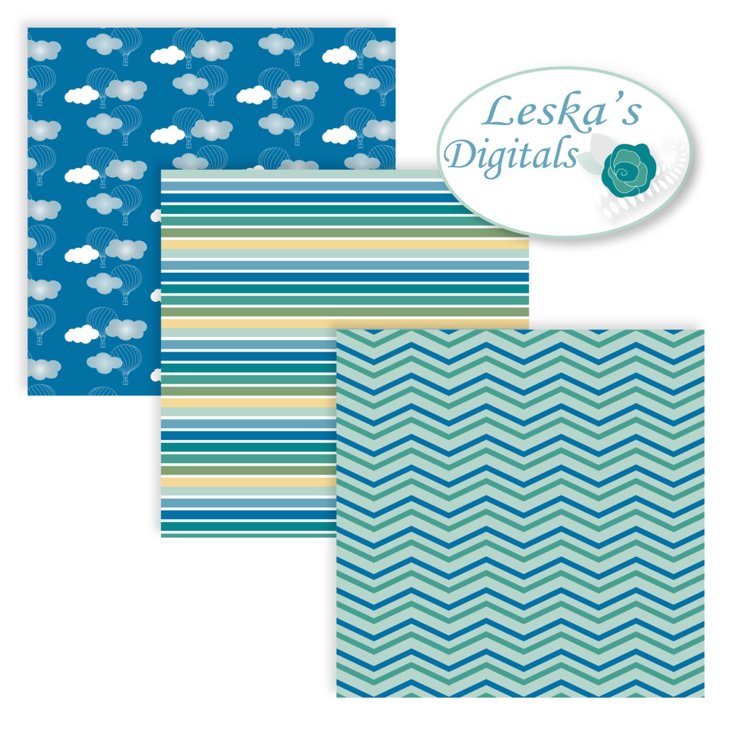 Hot Air Balloons Digital Paper hot Air Balloons - Etsy