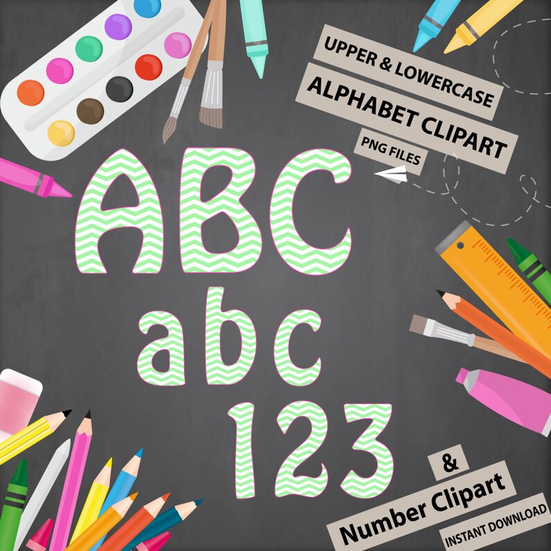 Digital Alphabet and Number Clipart Letters and Numbers | Etsy