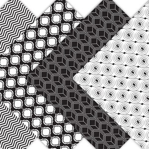 Back and White Scrapbook Paper, "black & White" Digital Paper Pack, 12 ...