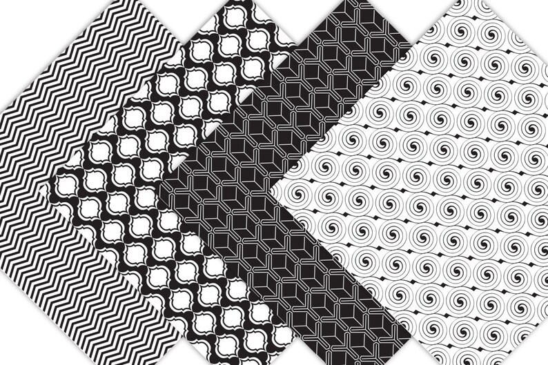 Back and White Scrapbook Paper black & White | Etsy