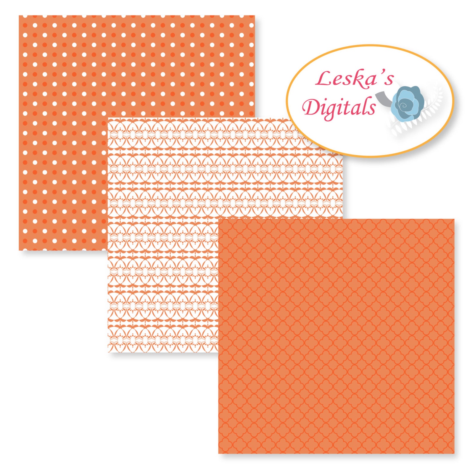 Orange digital paper Orange scrapbook paper pack Digital | Etsy