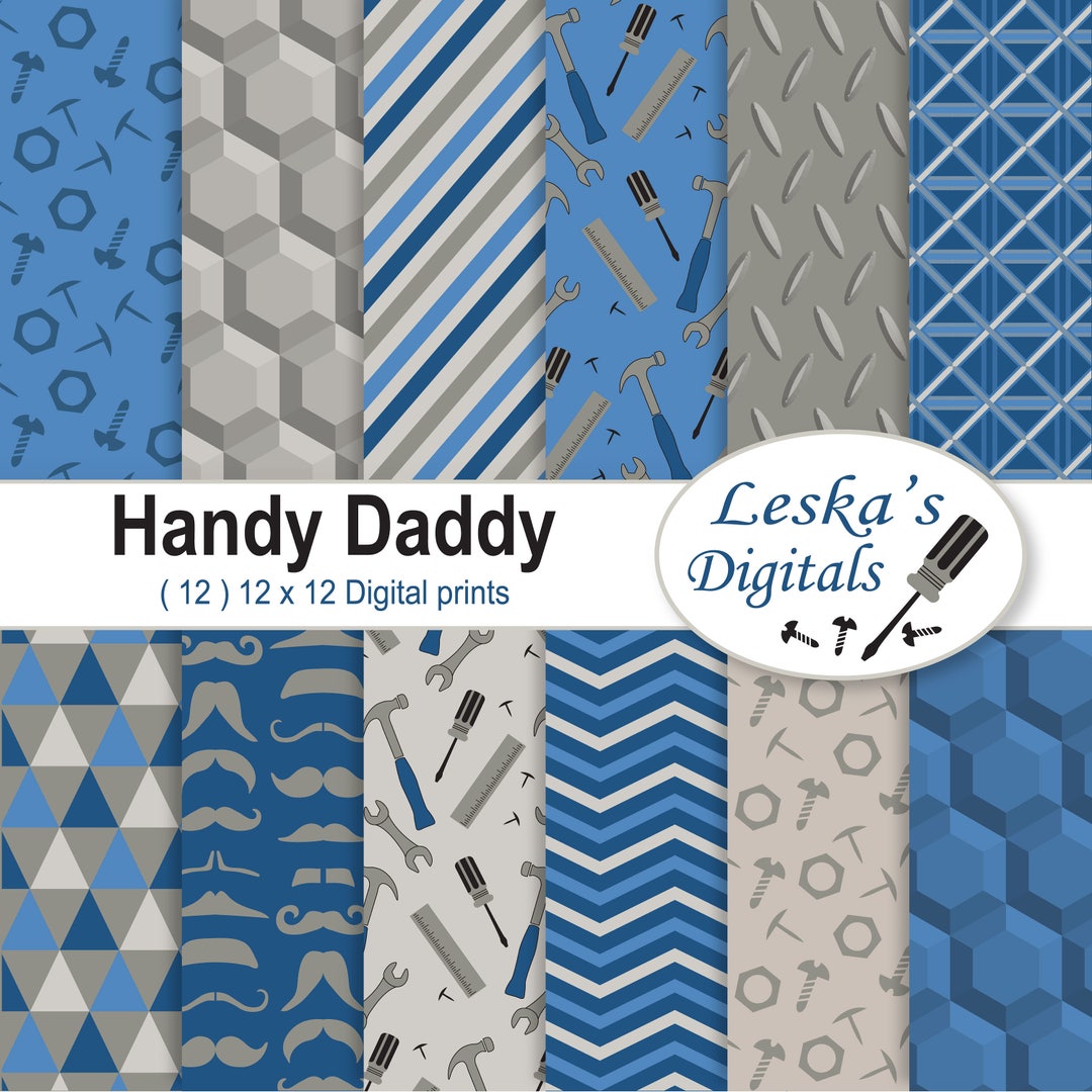 Fathers Day Digital Papers, Scrapbooking Patterned Paper, Patterns ...
