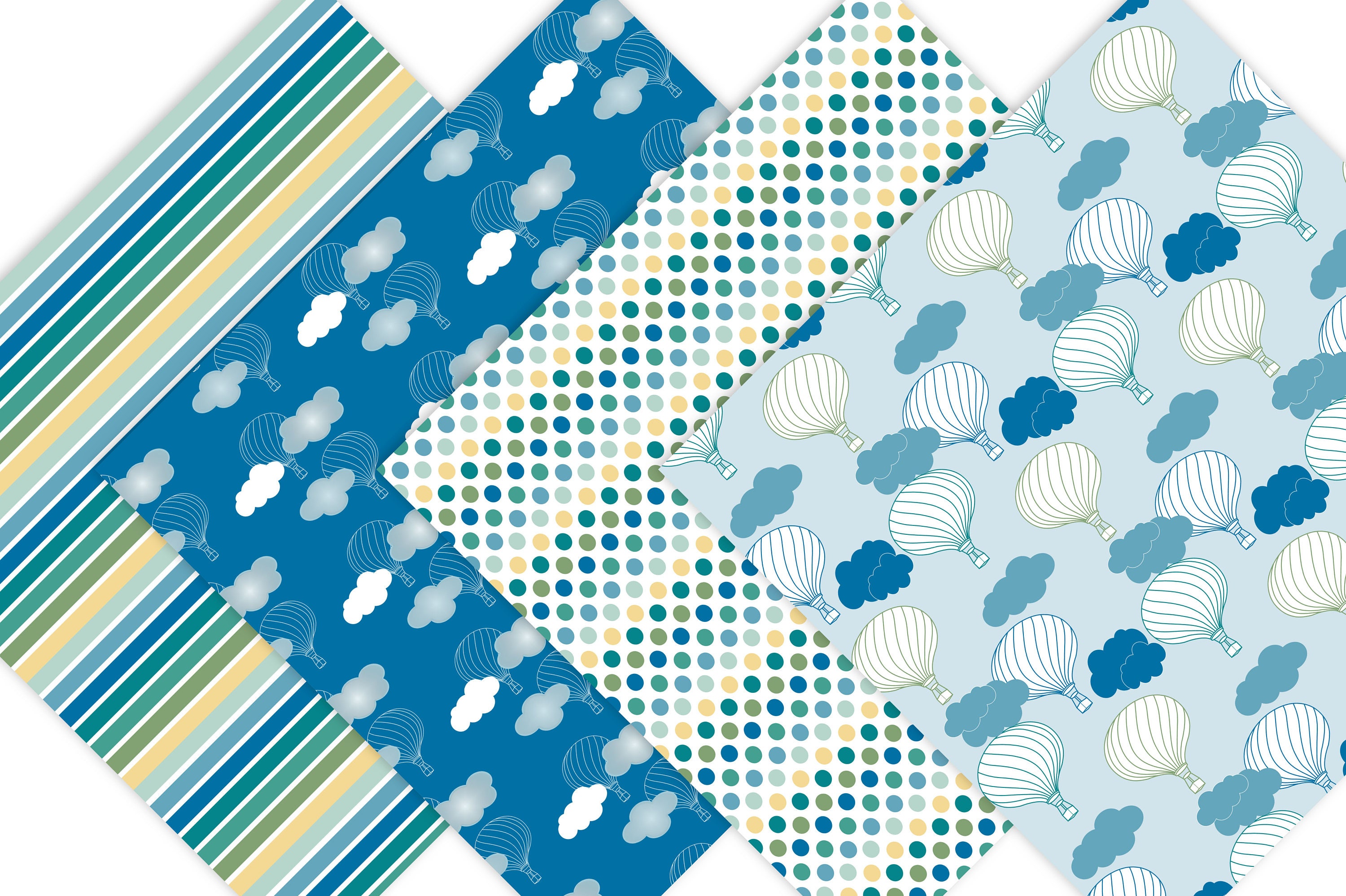 Hot Air Balloons Digital Paper hot Air Balloons - Etsy