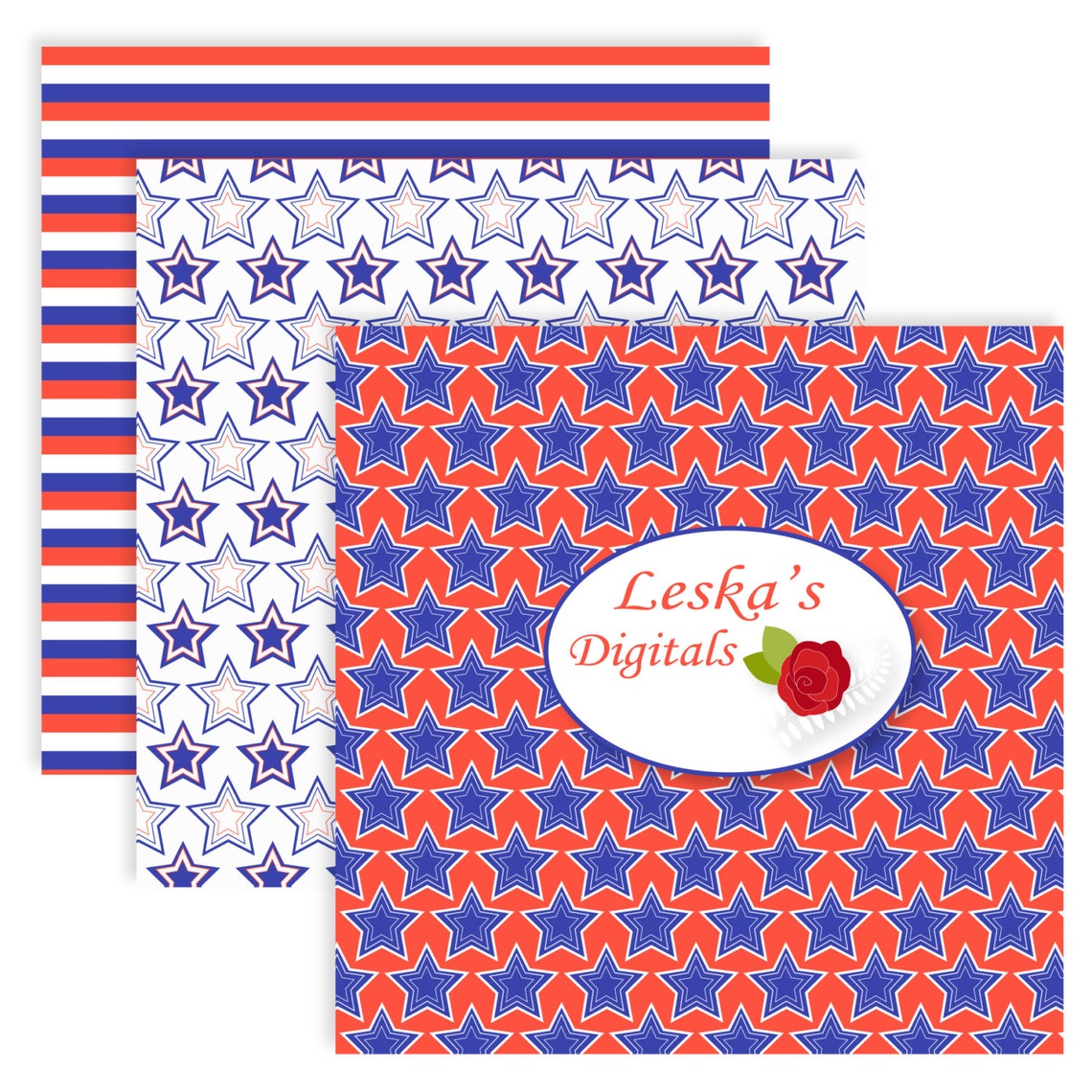 Independence Day Digital Red White and Blue Digital Paper - Etsy