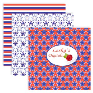 Independence Day Digital, Red White and Blue Digital Paper, 4th of July ...