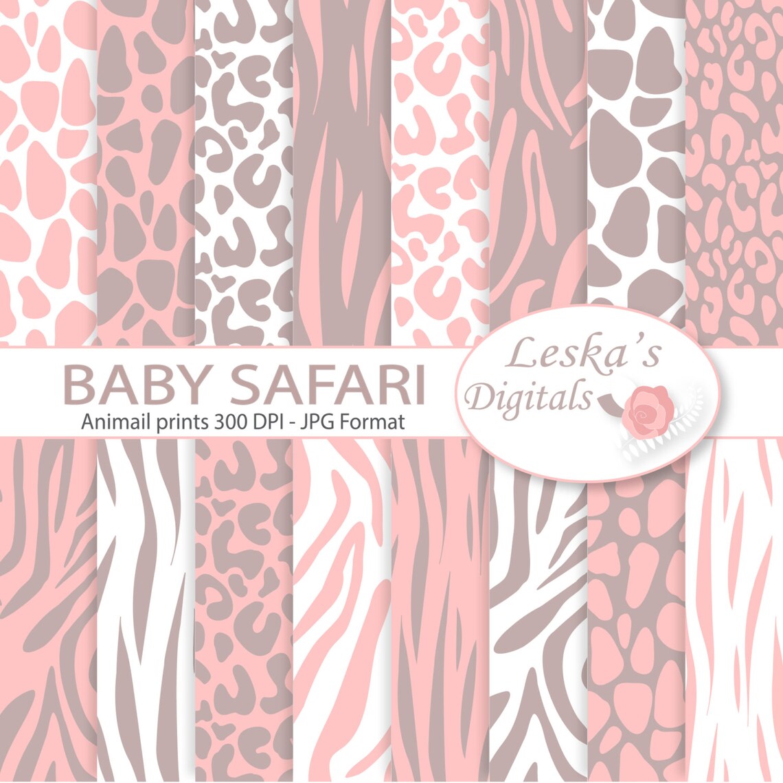 Baby Safari Animal Prints Safari Digital Paper Animal - Etsy