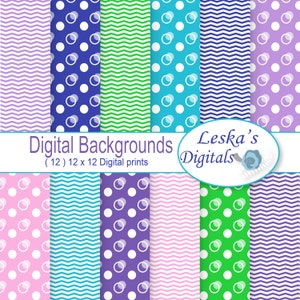 Digital Chevron Scrapbook Paper Pack - Polka Dots Chevron Paper Set ...