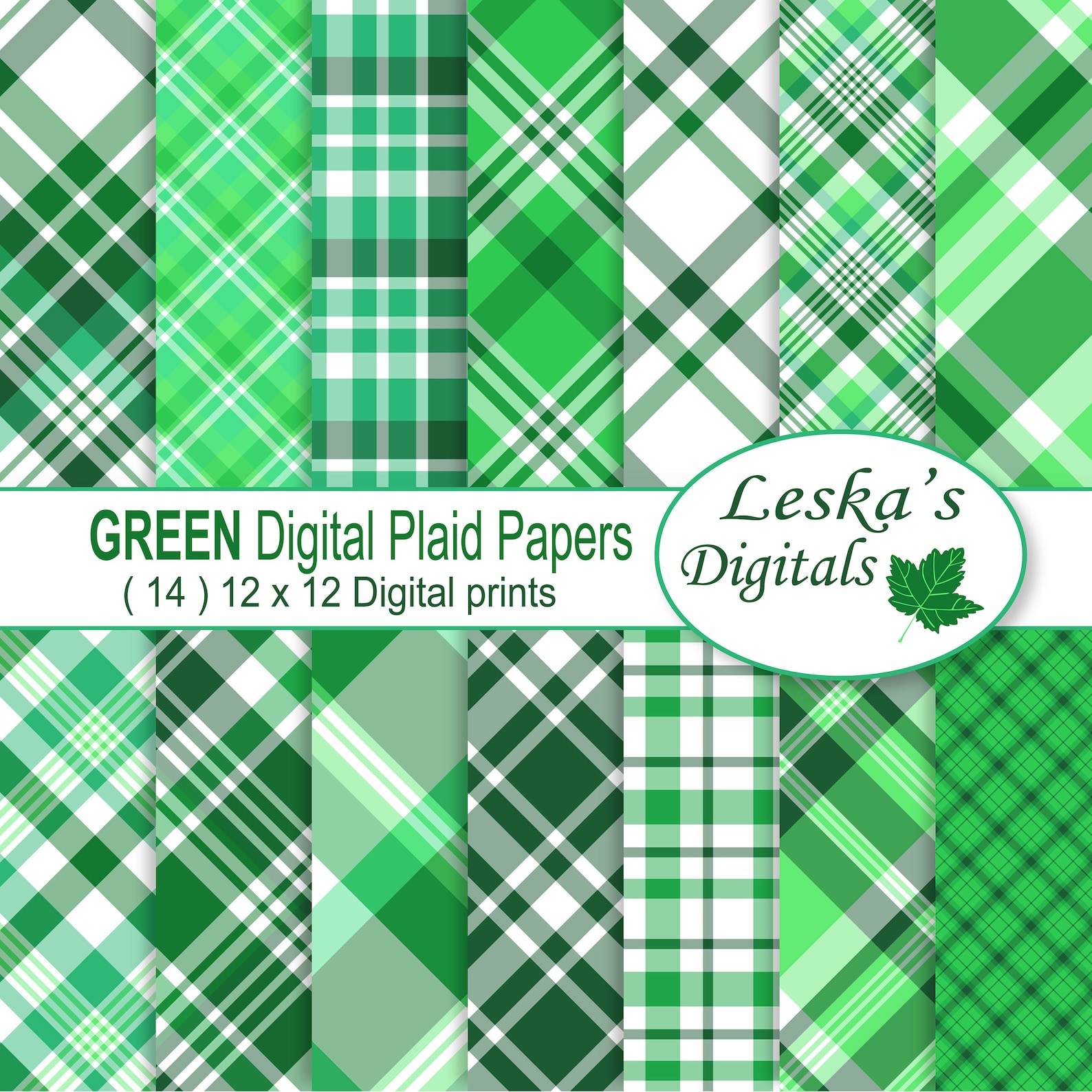 Green Plaid Digital Paper Green Plaid Plaid Scrapbook Paper - Etsy
