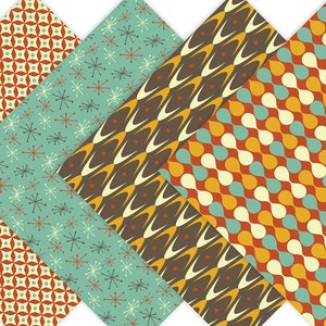 Retro Digital Paper, 1950's Mid Century Modern, 50s Patterns, Digital ...