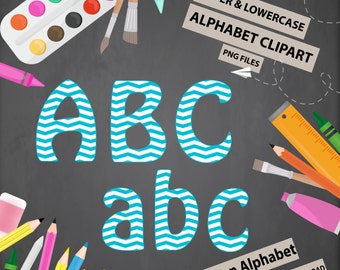 Green Chevron Digital Alphabet letters Instant Download | Etsy