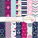 Pretty Digital Paper: "navy, PINK and Gold" Digital Paper Pack of ...