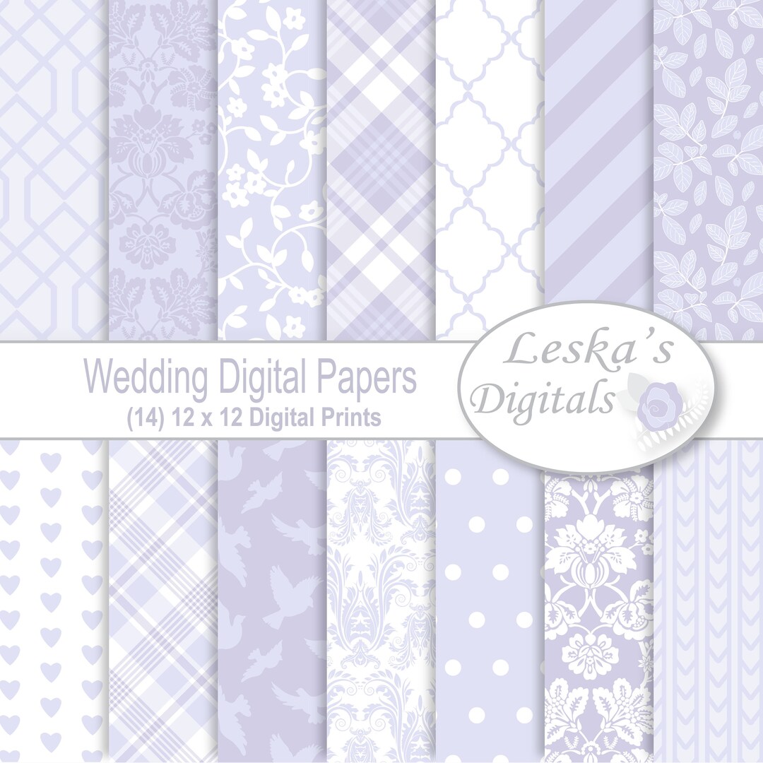 Lavender Wedding Digital Paper, Lavender Pattern Prints, Lavender ...