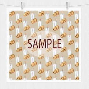 Milk and Cookies Digital Paper Patterns, Chocolate Cookie Paper Pack ...