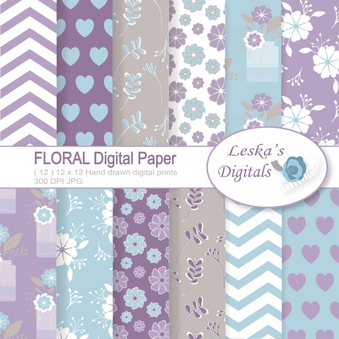 Floral Digital Paper - Floral Scrapbook Paper - Floral Backgrounds ...