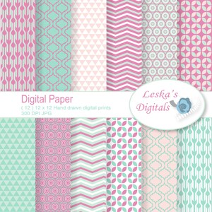 Geometric Digital Paper - Geometric Scrapbook Paper - "geometric ...