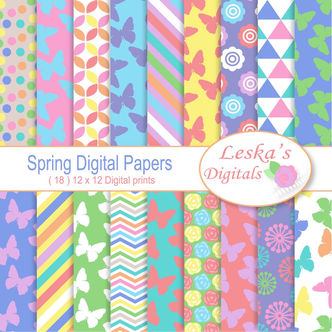 Spring Scrapbook Paper,flowers and Butterflies in Pastels, Paper Pack ...