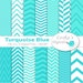 Turquoise Blue Chevron Digital Paper, Turquoise Scrapbook Paper Pack ...