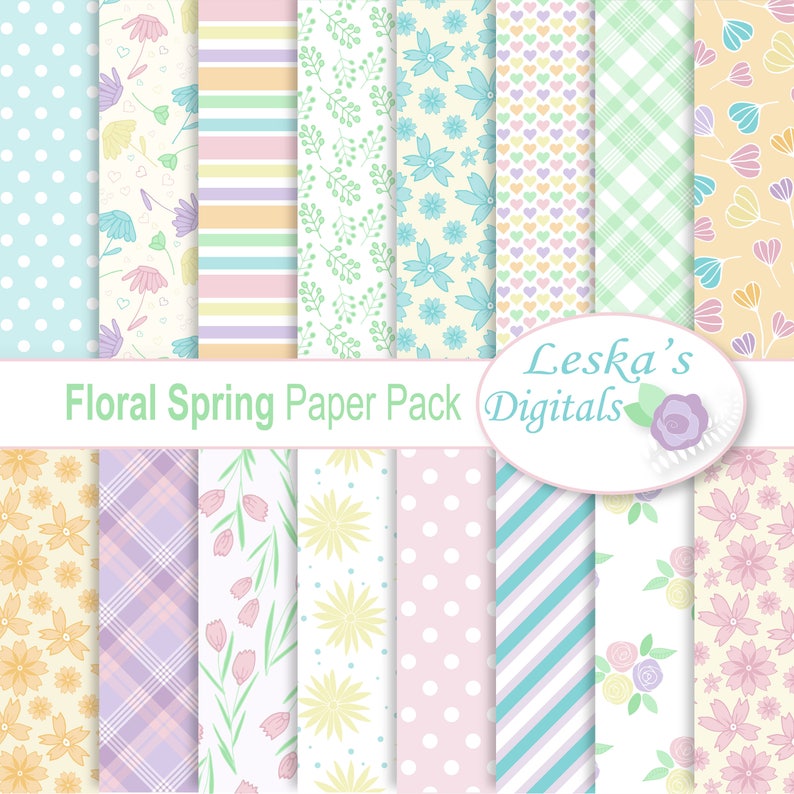 Spring Floral Paper Pack Spring Color Patterns Spring - Etsy