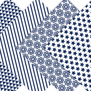 Navy Blue Digital Paper - Navy Blue Scrapbook Paper - Blue Printable ...
