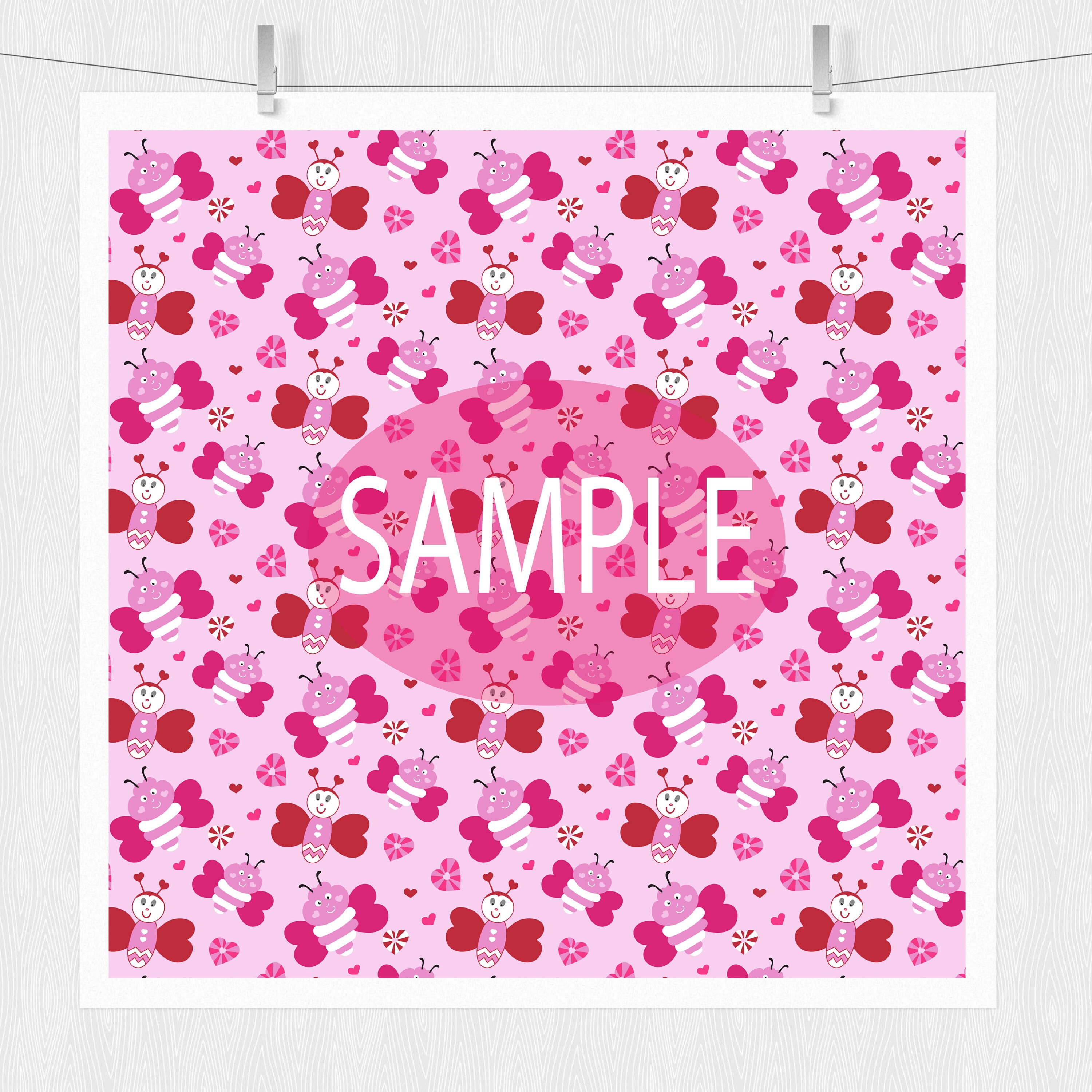 Valentine Digital Valentine Papers Love Bug Digital Pink - Etsy