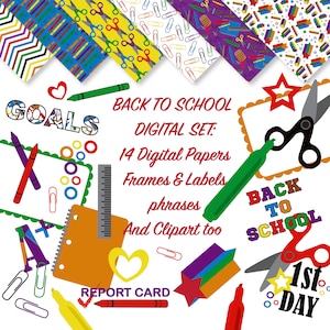 Back to School Digital Paper, Teacher Backgrounds, School Backgrounds ...