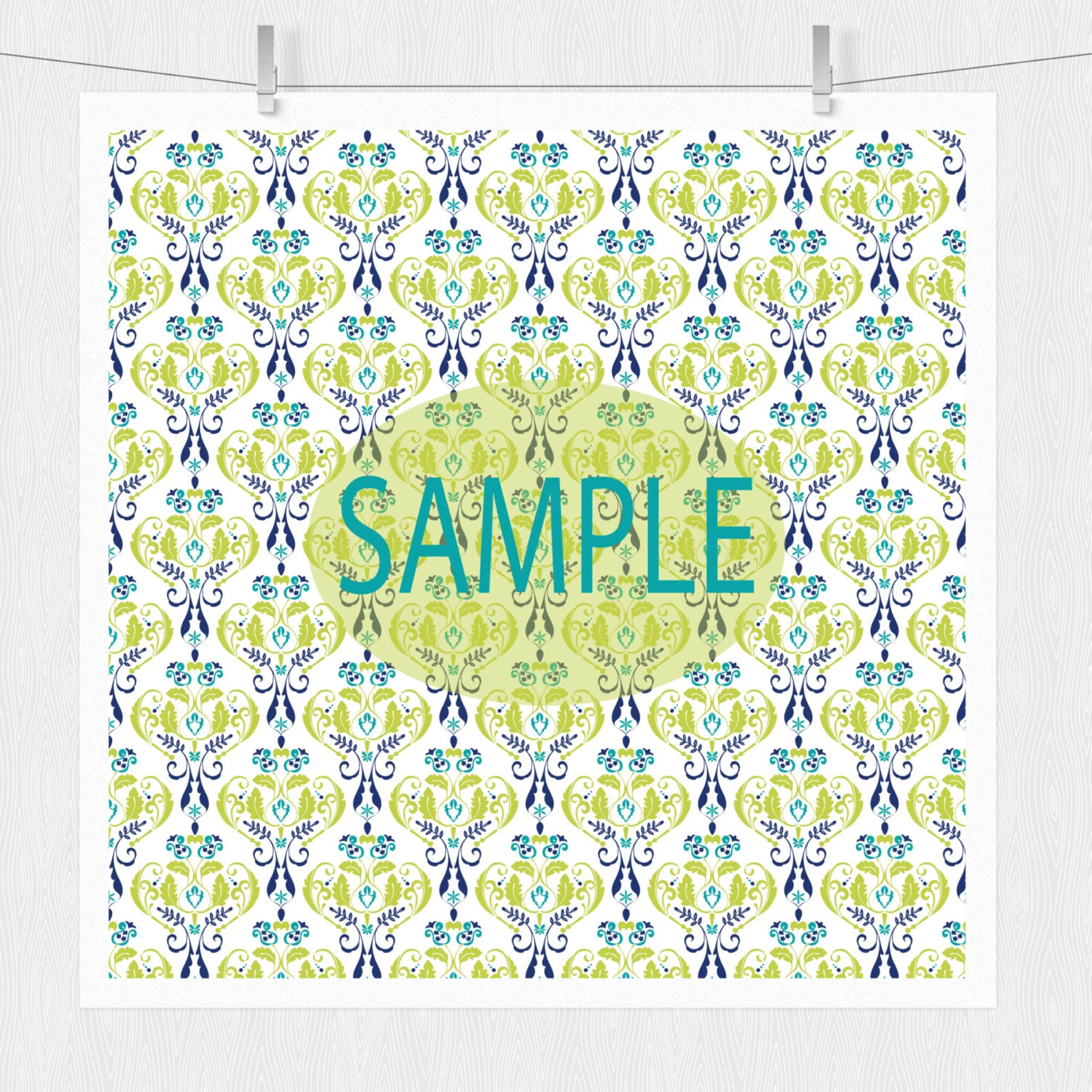 Damask Digital Paper "lime & NAVY Blue" Digital Scrapbook Paper, Damask ...