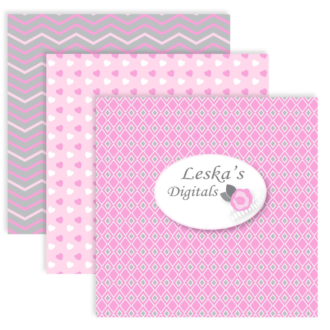 Pink Hearts Digital Paper valentines Day | Etsy