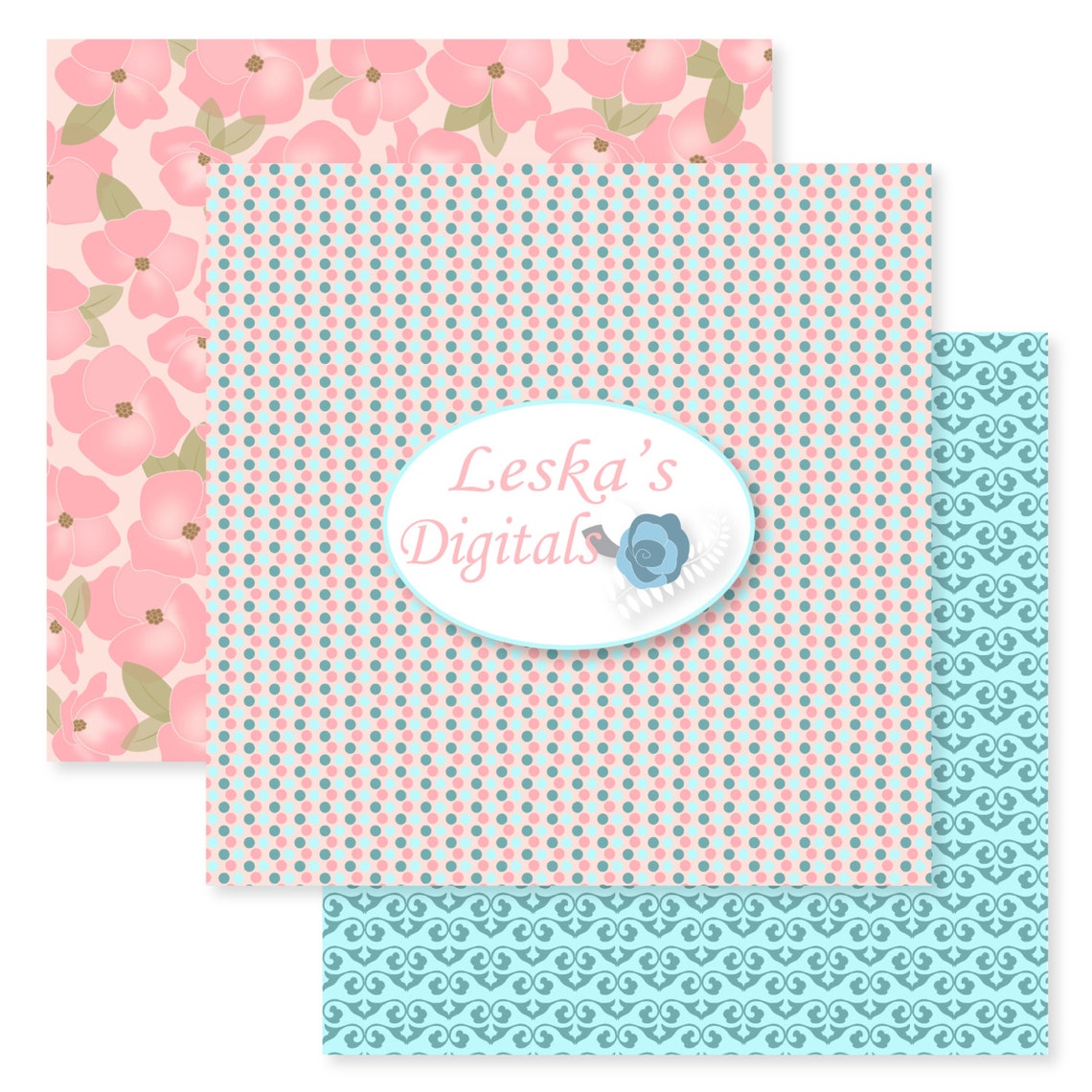Pink Floral Digital Paper Pack flower Paper Pink - Etsy