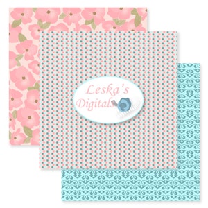 Pink Floral Digital Paper Pack, "flower Paper" Pink Flower Paper Pack ...