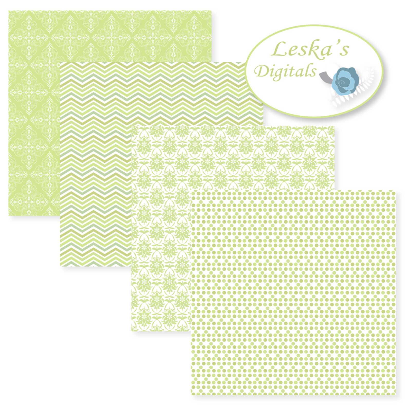 Lime Green Digital Paper: lime Green Green | Etsy
