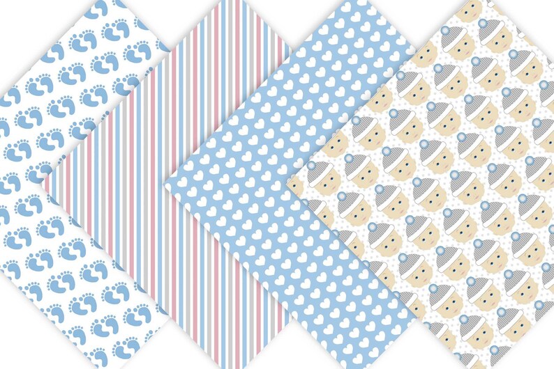 Nursery Digital Papers Baby Paper Baby Face Patterns Nursery Pastel ...