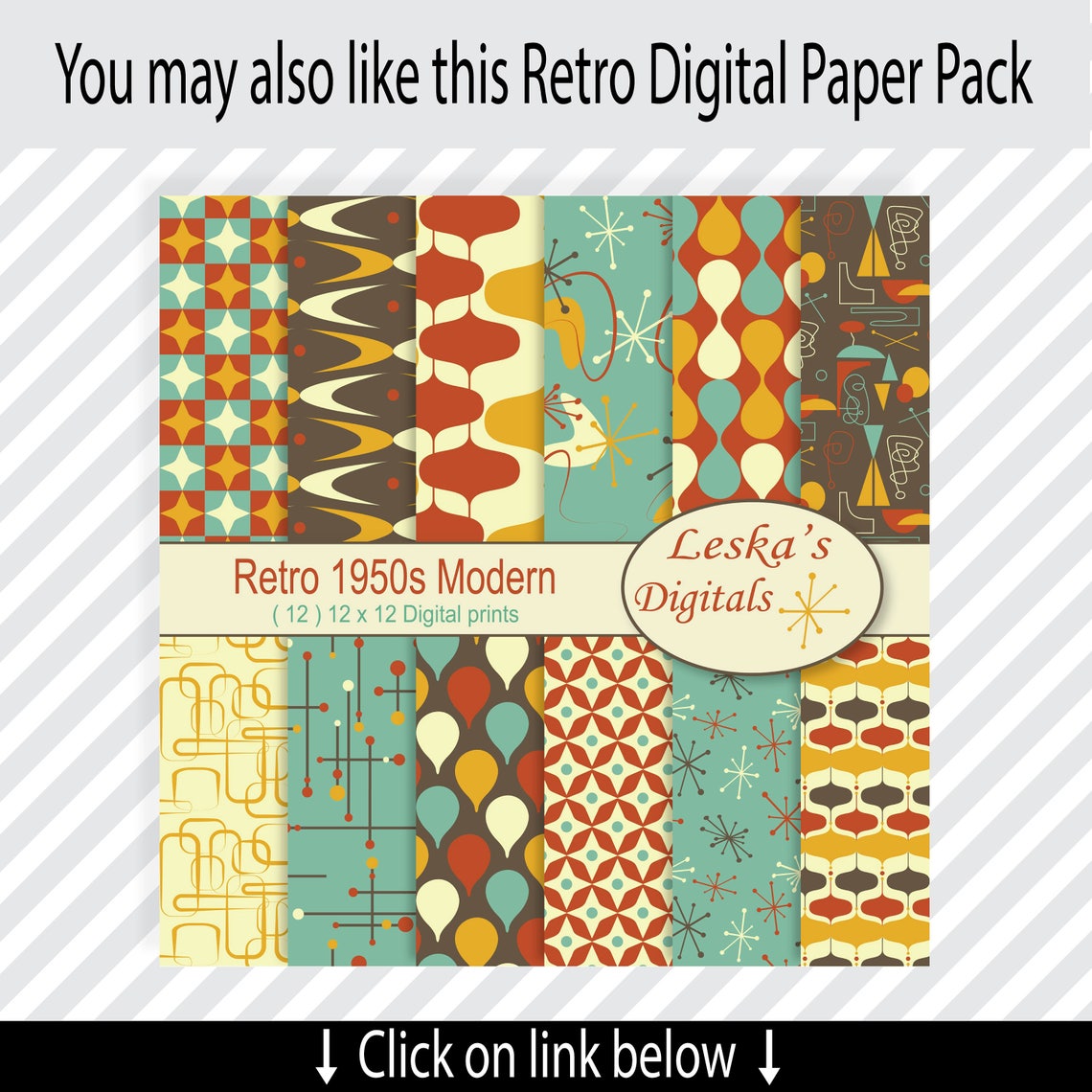 50s Diner Digital Pack Retro 50's Digital Paper Diner | Etsy