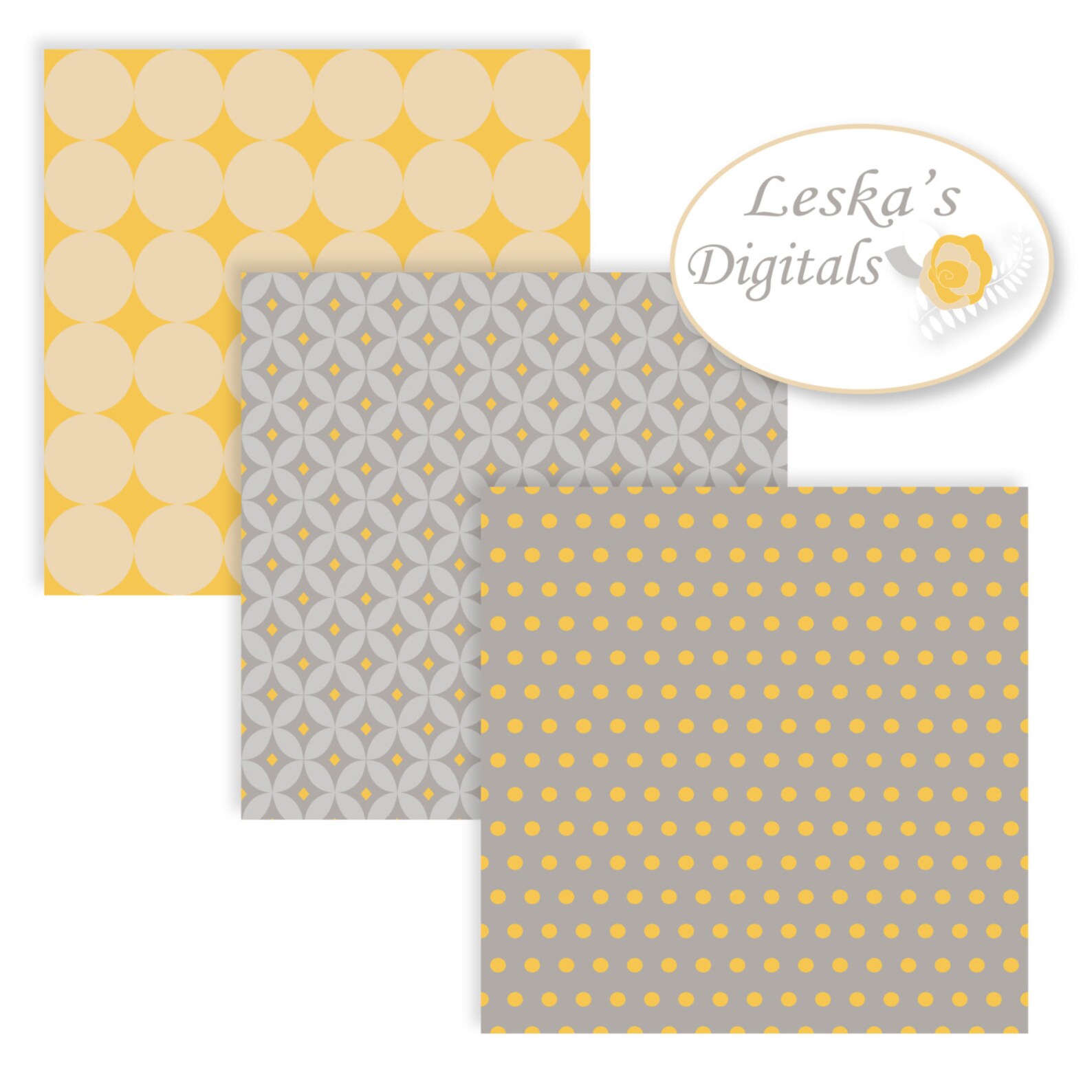 Yellow and Grey Digital Paper Background Paper Yellow and | Etsy