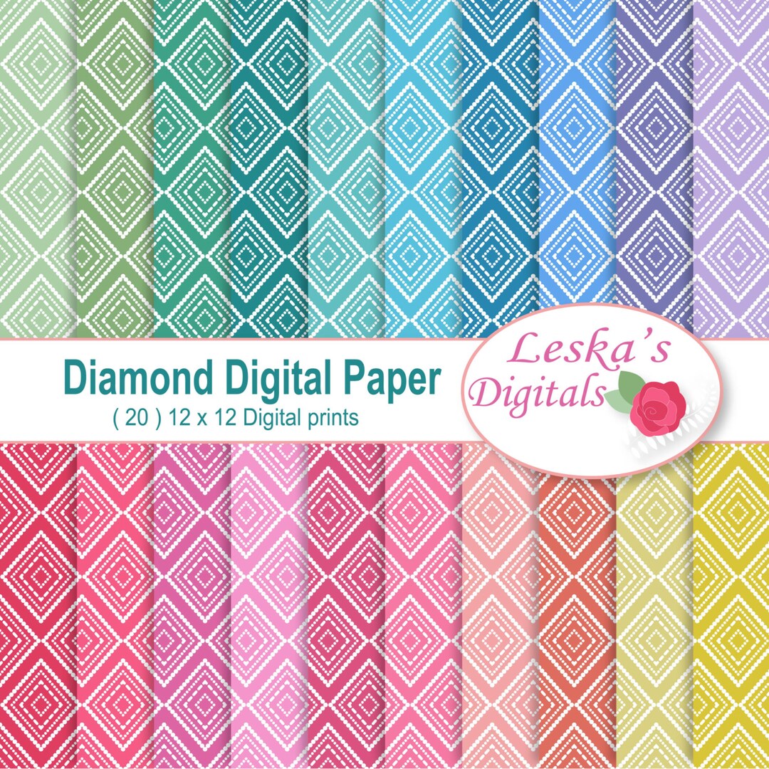 Diamond Digital Paper - Geometric Digital Scrapbook Paper - Diamond ...