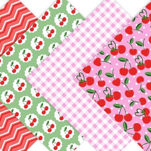 Cherry Digital Paper: "cherry SCRAPBOOK Paper" Paper Pack With Red ...