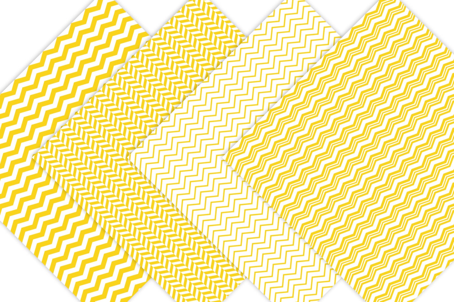 Yellow Chevron Digital Paper Pack Digital Scrapbook Paper - Etsy