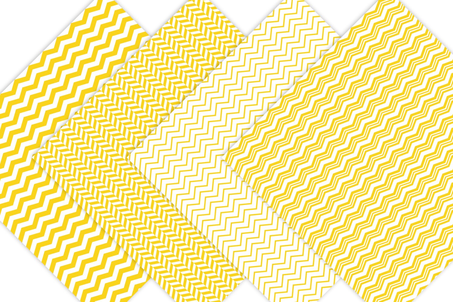 Yellow Chevron Digital Paper Pack, Digital Scrapbook Paper, Yellow and ...