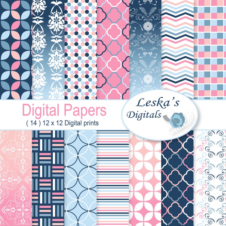 Digital Paper Pack Set Colorful Chevron Polkadots Quatrefoil - Etsy