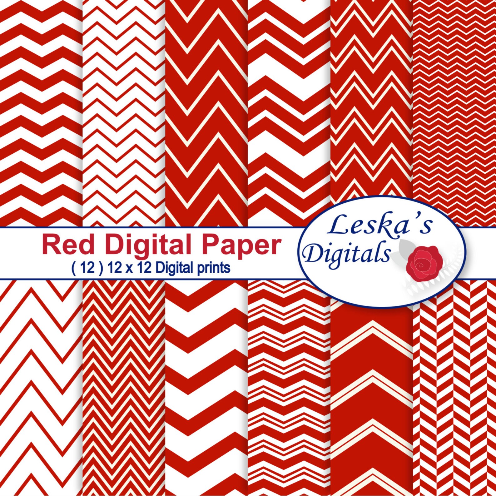 Red Chevron Digital Paper Chevron Scrapbooking Paper Red - Etsy